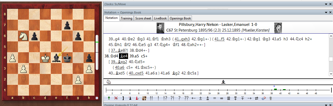 Engine evaluations beside the chess board